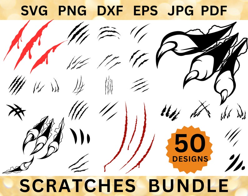 50 SCRATCHES SVG BUNDLE Claw Svg Files Slash Cut Files - Etsy