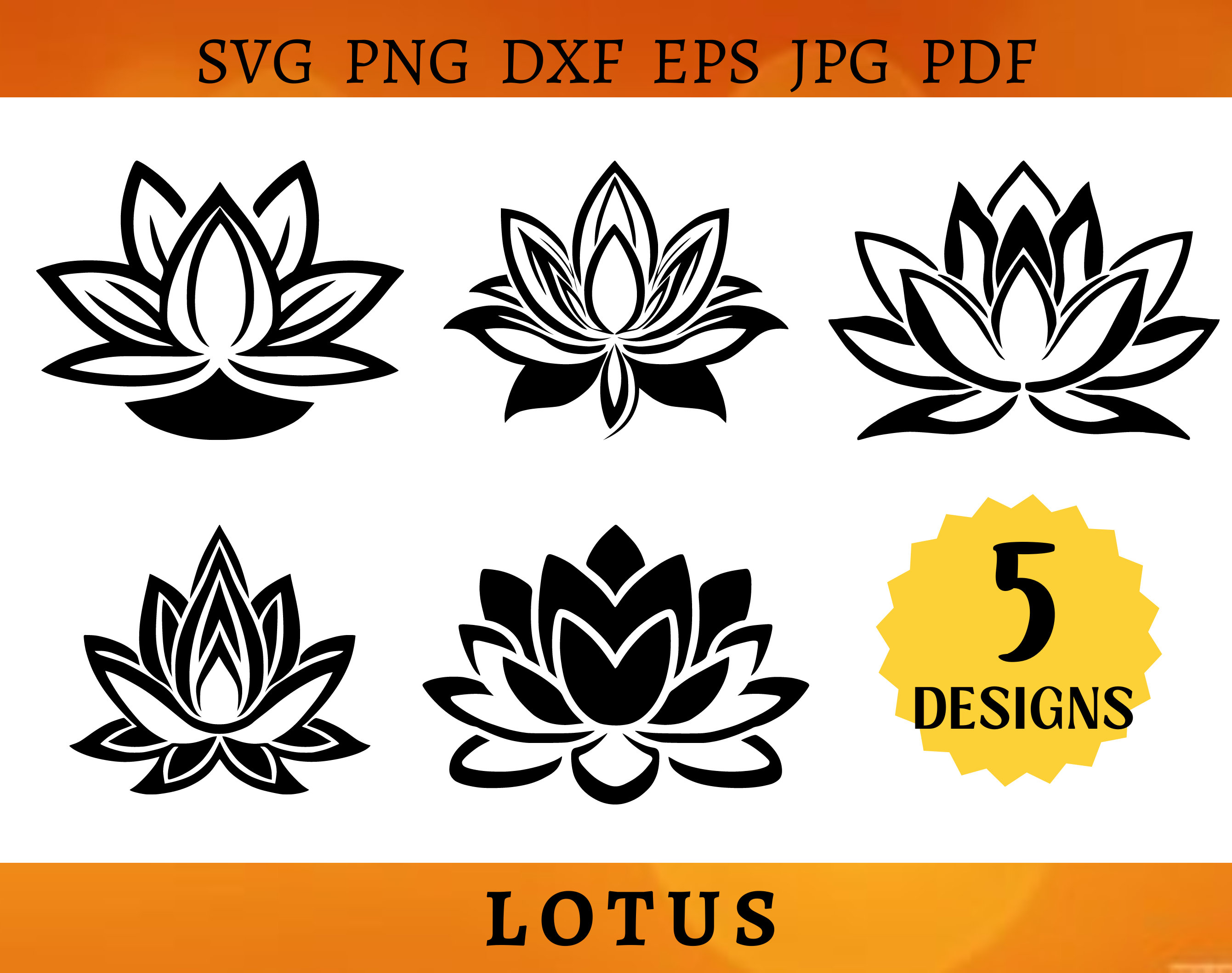 LOTUS SVG Lotus Flower CRICUT Namaste Cut Files Yoga - Etsy
