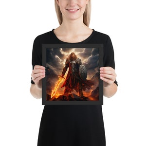 Tyr Norse God of War Poster – Framed Viking Warrior Wall Art, Flame ...