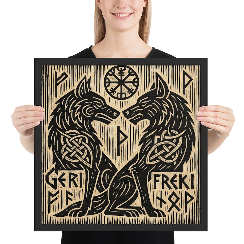 Geri & Freki • Framed Odin’s Wolves Norse Myth Art Print - Etsy