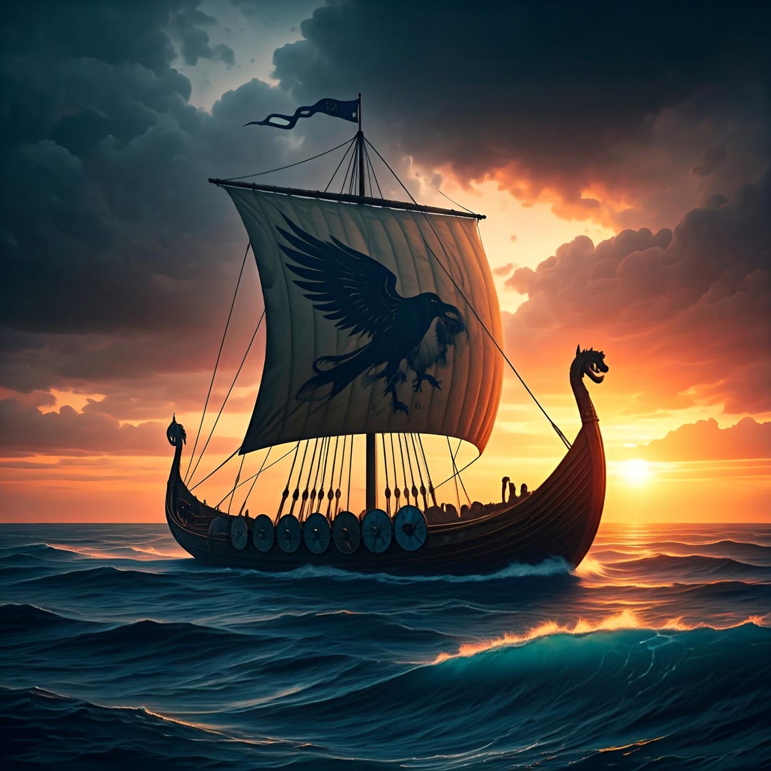 Viking Longship - Journey Into the Sunset - Framed Poster - Etsy