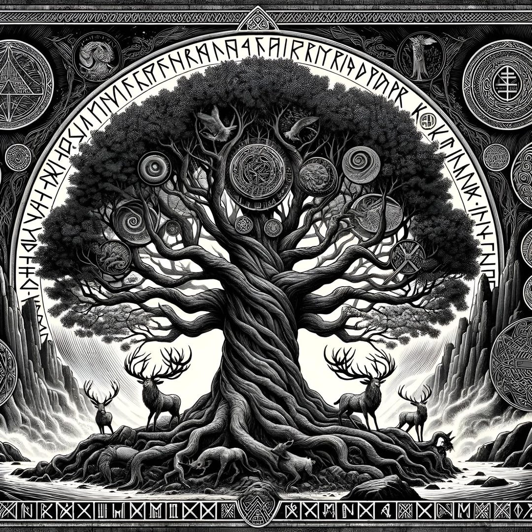 Yggdrasil - the World Tree - Framed Woodcut Poster - Etsy