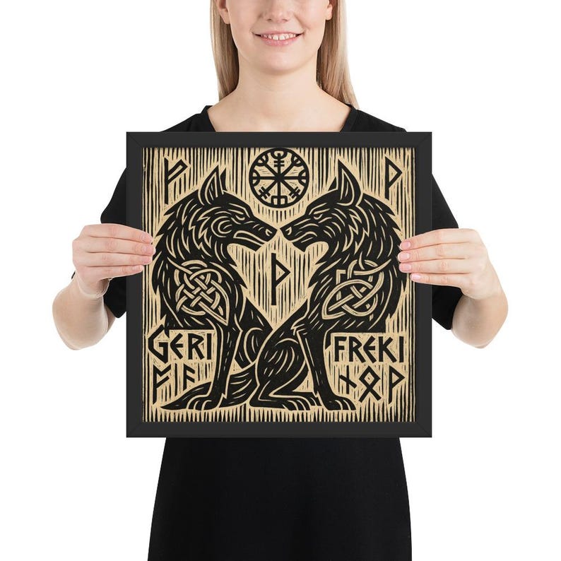 Geri & Freki • Framed Odin’s Wolves Norse Myth Art Print - Etsy