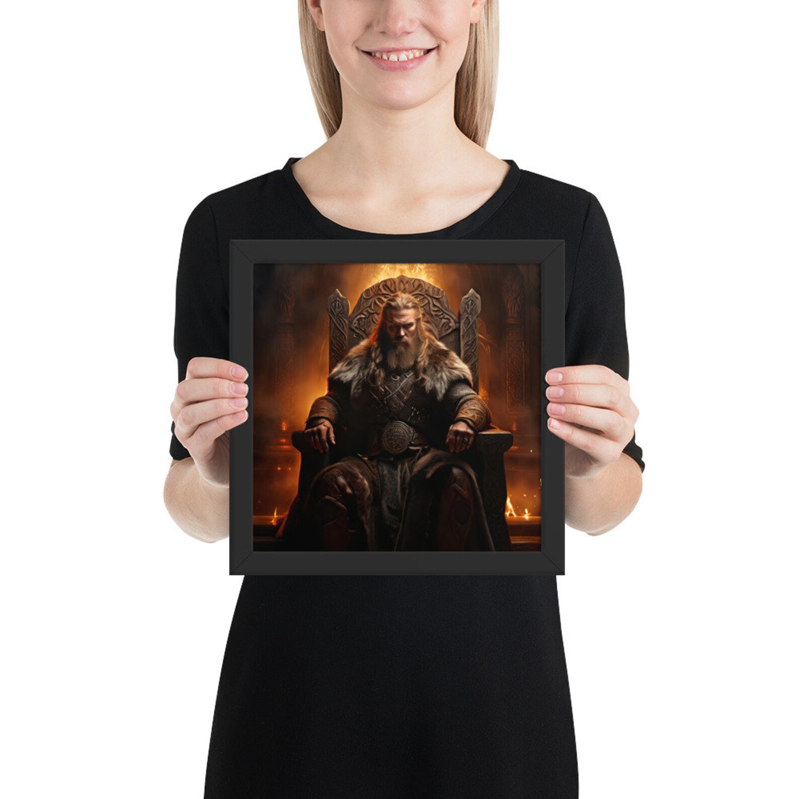 Viking King on Throne Poster – Norse Jarl Wall Art, Framed Nordic Ruler ...