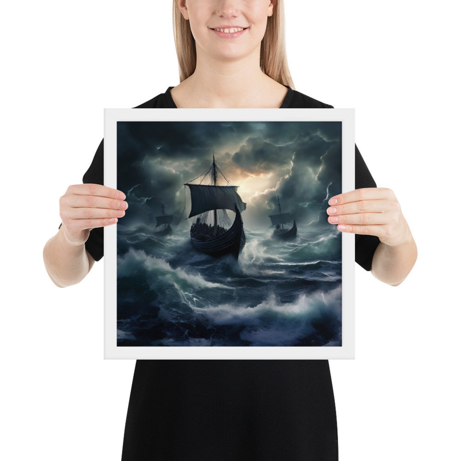 Voyage of the Brave - Viking Longship in the Storm - Framed Poster - Etsy