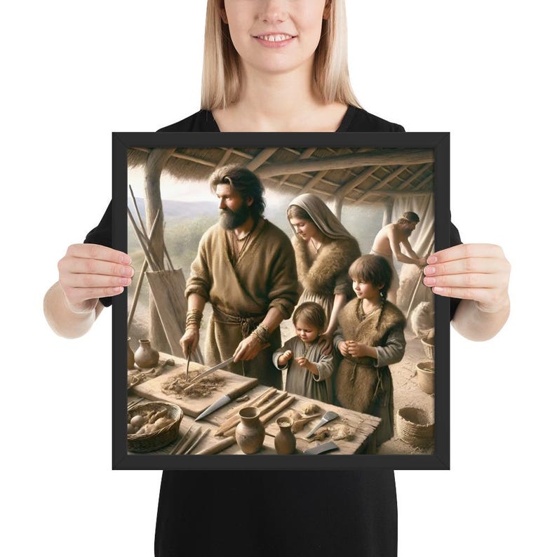 Roots of Civilization: Framed Neolithic Farming Family Art Print - Etsy