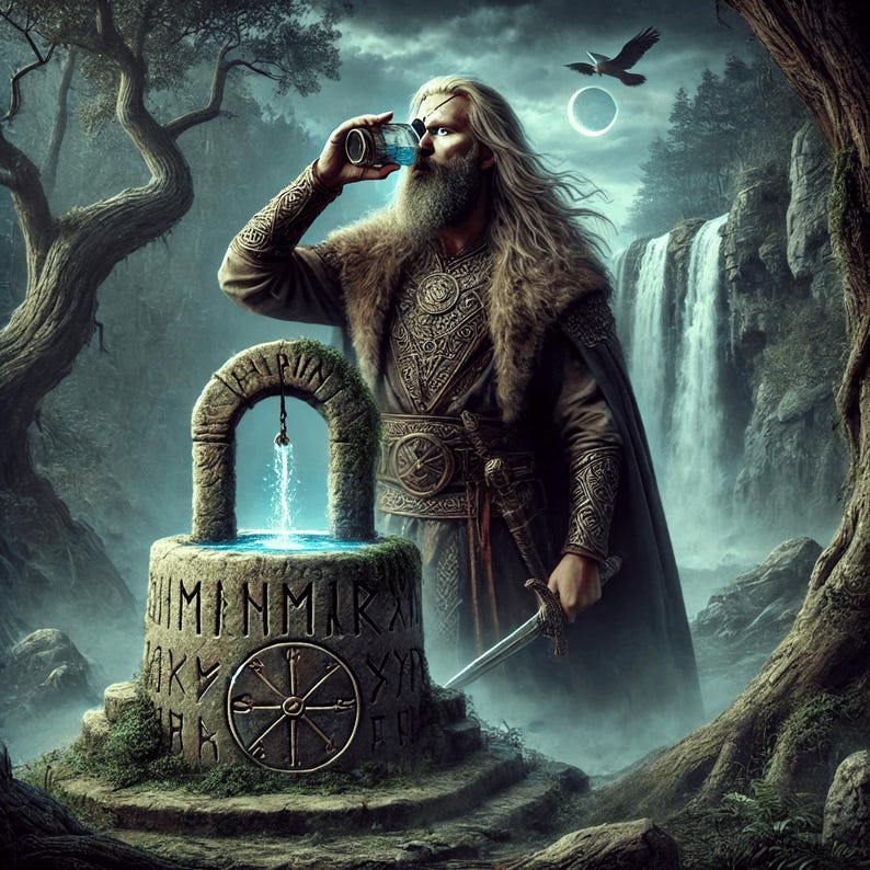 Odin’s Sacrifice - Drinking From Mimir’s Well of Wisdom - Framed Poster ...