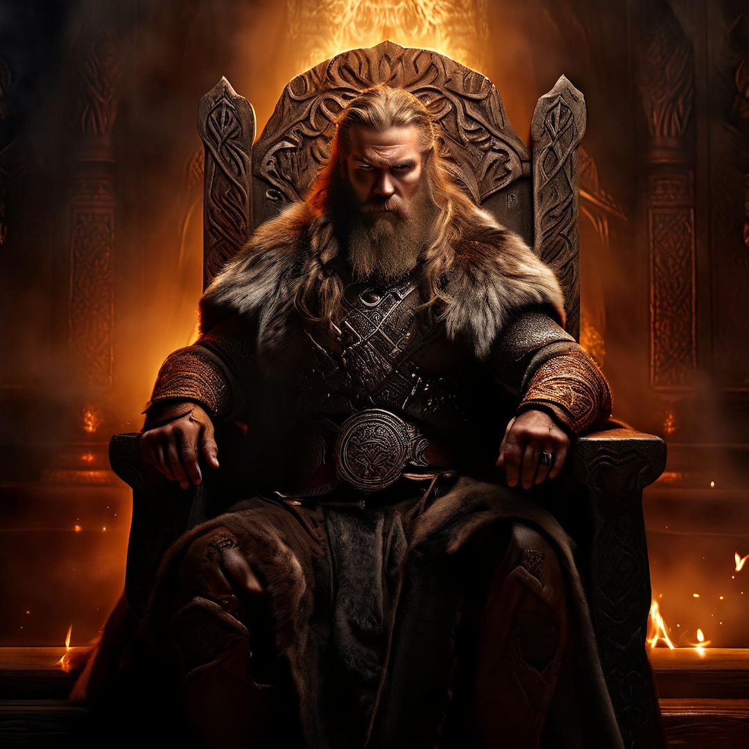 Viking King on Throne Poster – Norse Jarl Wall Art, Framed Nordic Ruler ...