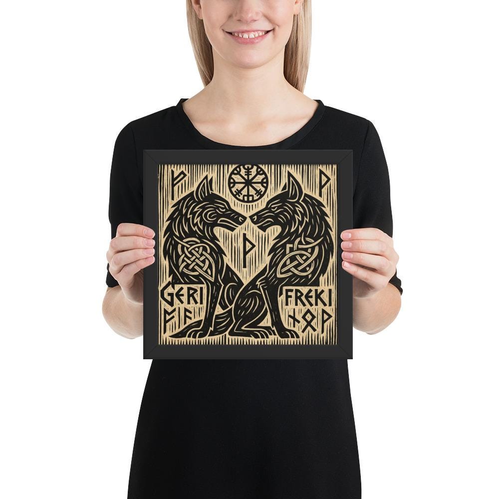Geri & Freki • Framed Odin’s Wolves Norse Myth Art Print - Etsy