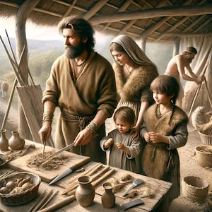 Roots of Civilization: Framed Neolithic Farming Family Art Print - Etsy