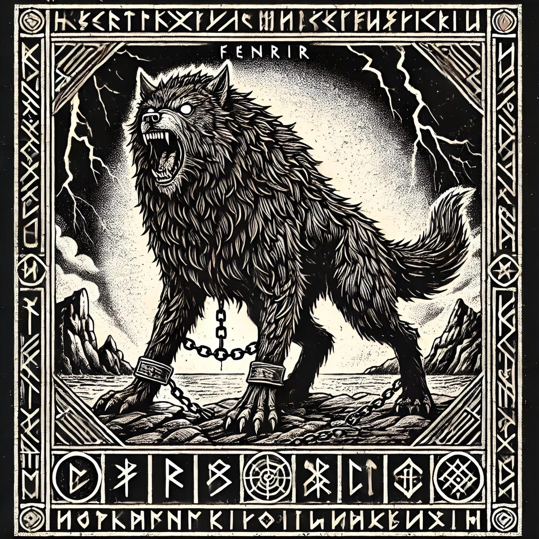 Fenrir Framed Poster – Norse Mythology Viking Art - Etsy