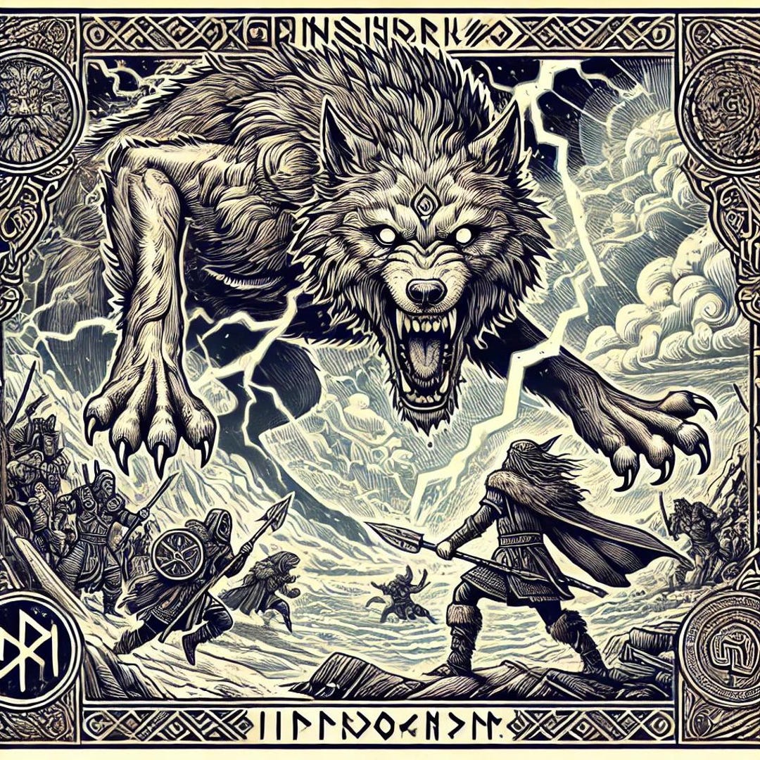 Ragnarök - Odin Vs. Fenris - Framed Poster - Etsy