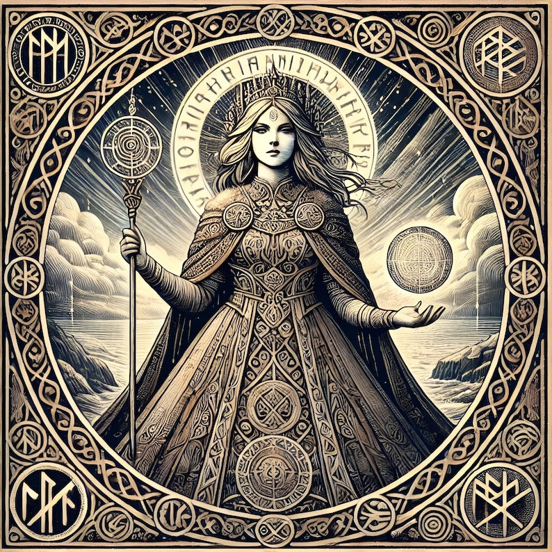 Frigga Framed Poster – Queen of Asgard Norse Art - Etsy