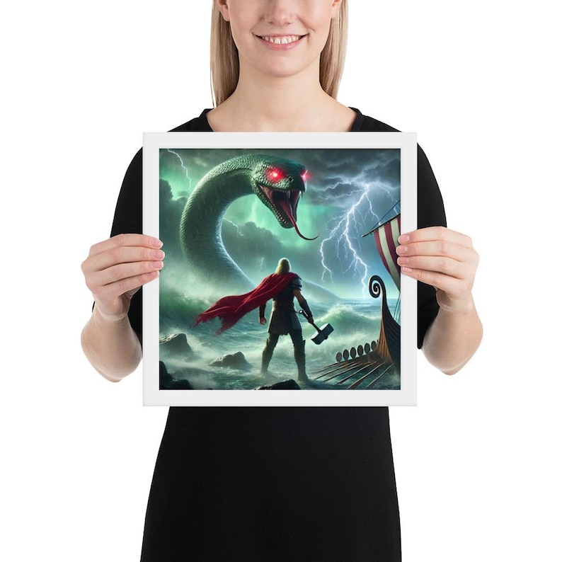 Thor Vs. Jörmungandr - Epic Showdown in Norse Mythology Poster - Etsy