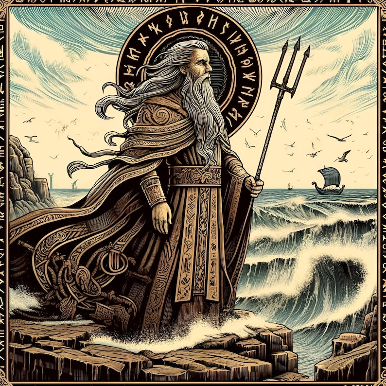 Njord Framed Poster: Keeper of the Seas and Wealth - Etsy