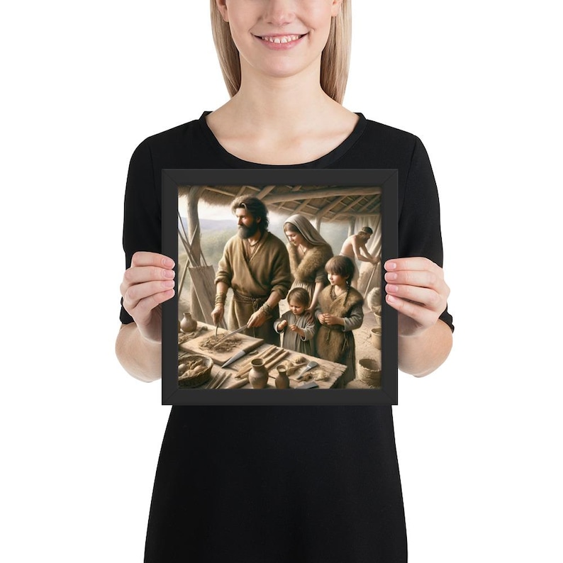 Roots of Civilization: Framed Neolithic Farming Family Art Print - Etsy