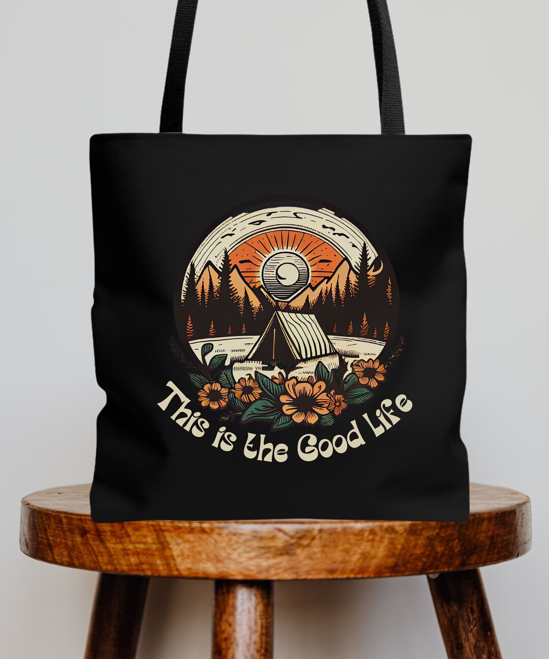 This is the Good Life Black Tote Bag, Camping Lover Gifts, Nature Lover ...