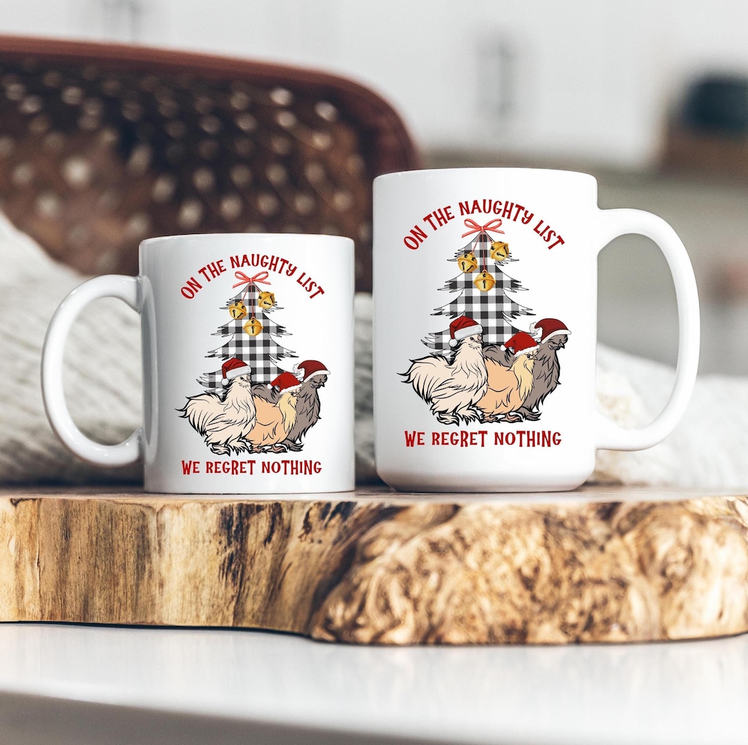 Christmas Silkie Chicken Mug, Chick Holiday Farm Cup, Cute Funny ...