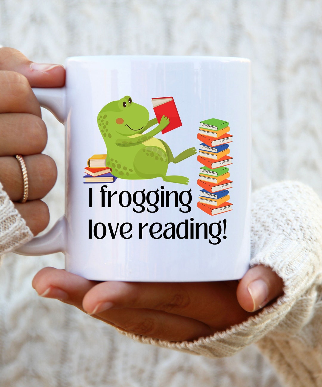 I Froggin Love Reading Mug, Cute Frog Reading Teacup, Book Lover Gifts ...