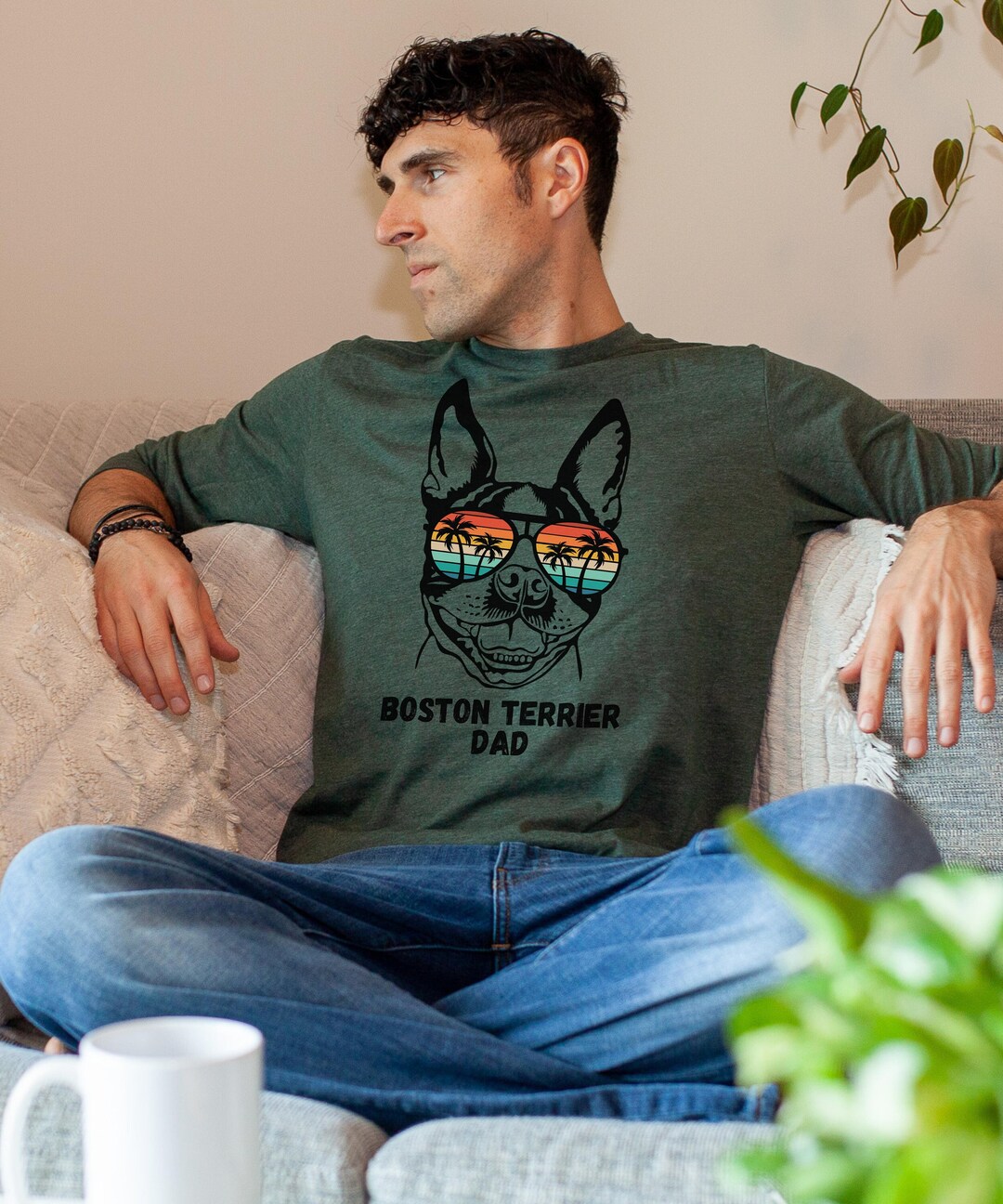 Boston Terrier Dad Long Sleeve T-shirt, Boston Terrier Shirt, Boston Terrier Gift, Boston ...