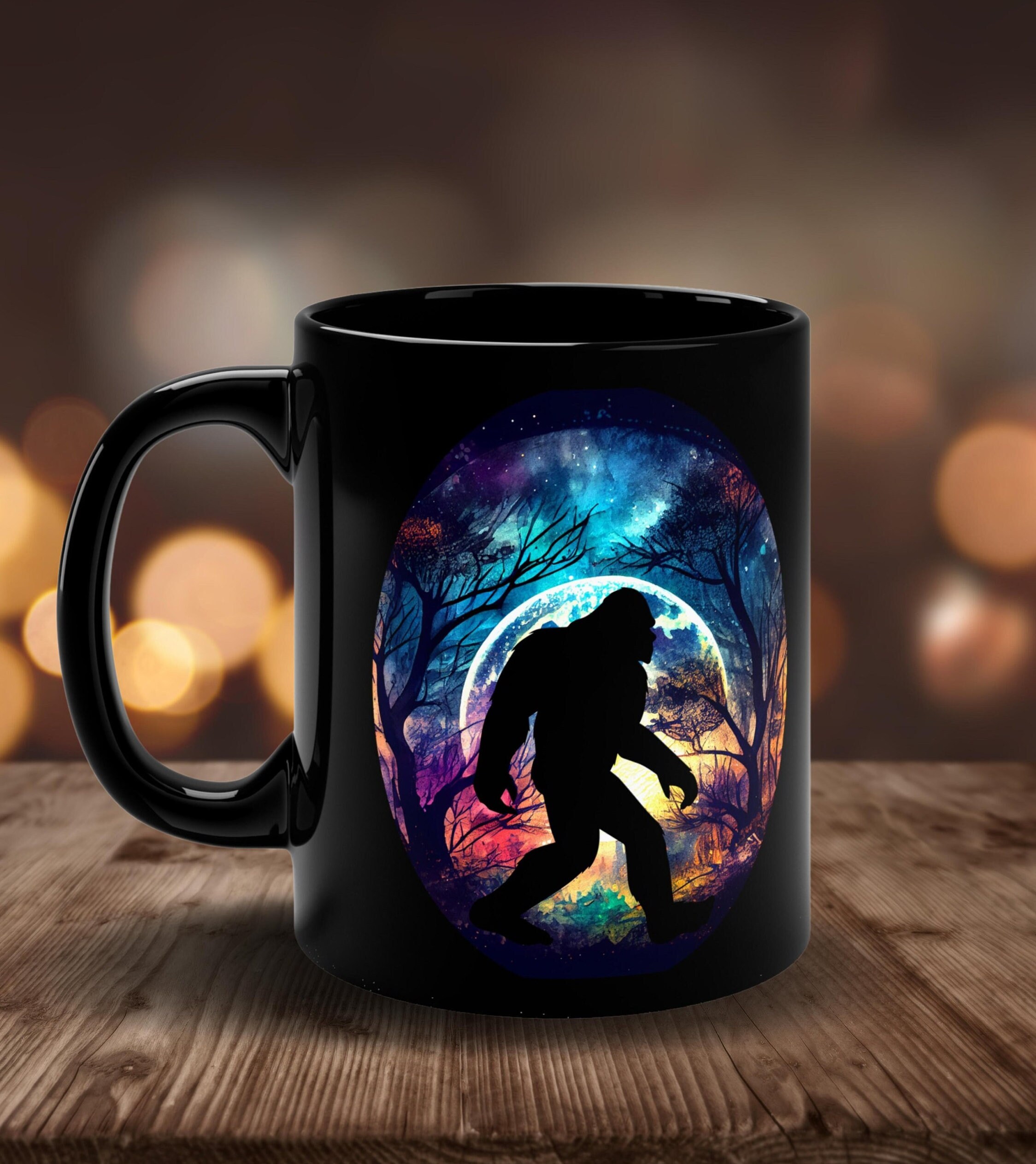 Dark Forest Cosmic Sasquatch Coffee Mug, Bigfoot Camping Gift, Sasquatch Coffee Mug, Bigfoot ...