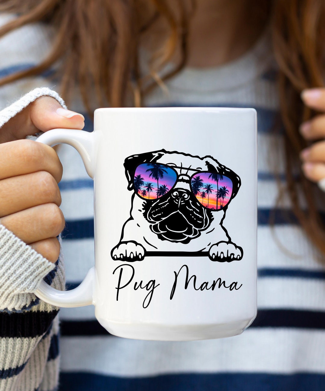 Pug Mama Coffee Mug, Womens Pug Dog Mug, Pug Owner Gift, Pug Mom Mug ...