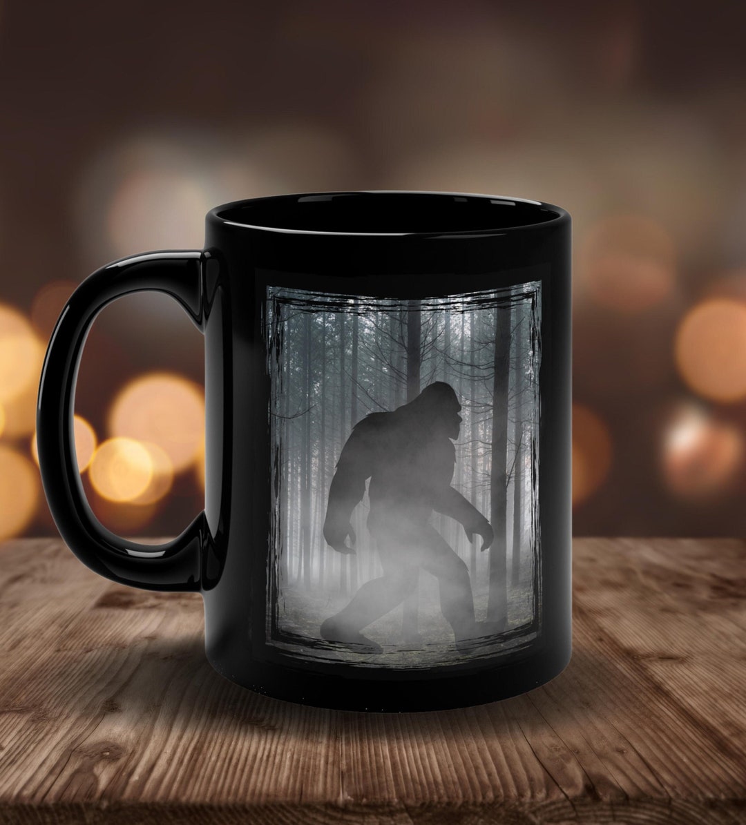 Bigfoot in the Mist Coffee Mug, Sasquatch Forest Mug, Wilderness Camping Gift, Bigfoot Mug ...