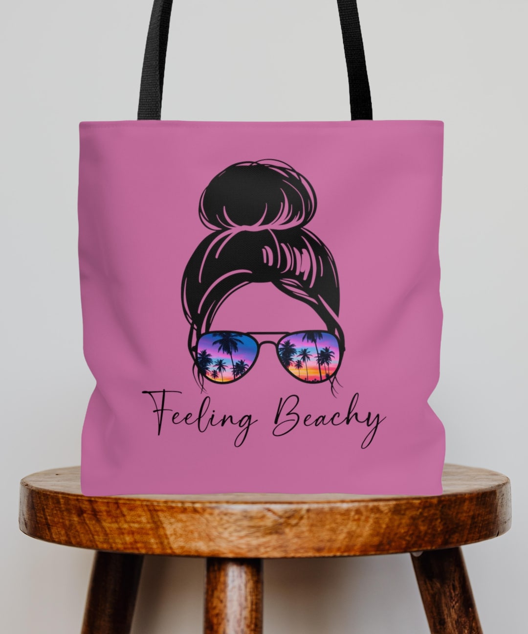 Feeling Beachy Messy Bun Pink Tote, Cute Beach Tote, Girls Beach Gifts ...