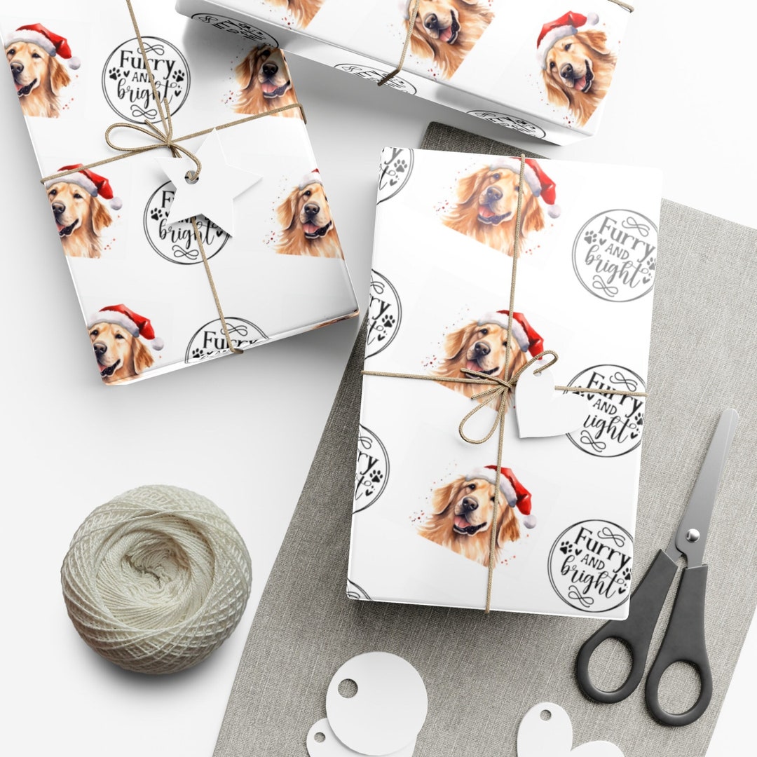 Golden Retriever Wrapping Paper, Christmas Wrapping Paper With Golden ...