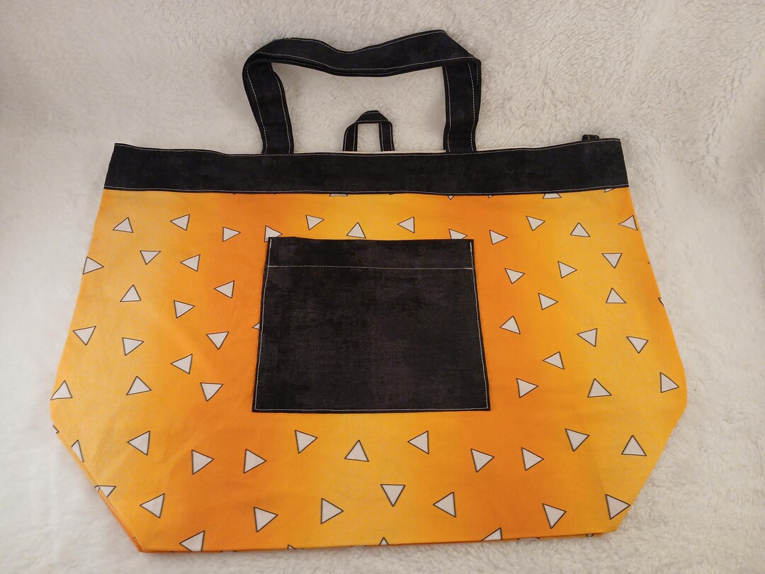 Tote Bag- Demon Slayer Orange Triangles - Etsy