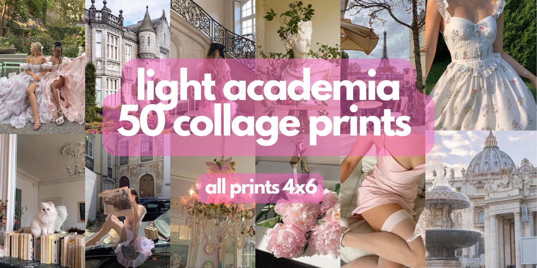 50 PSC Light Academia Aesthetic Photo Collage Kit Wall Art & Room Decor ...