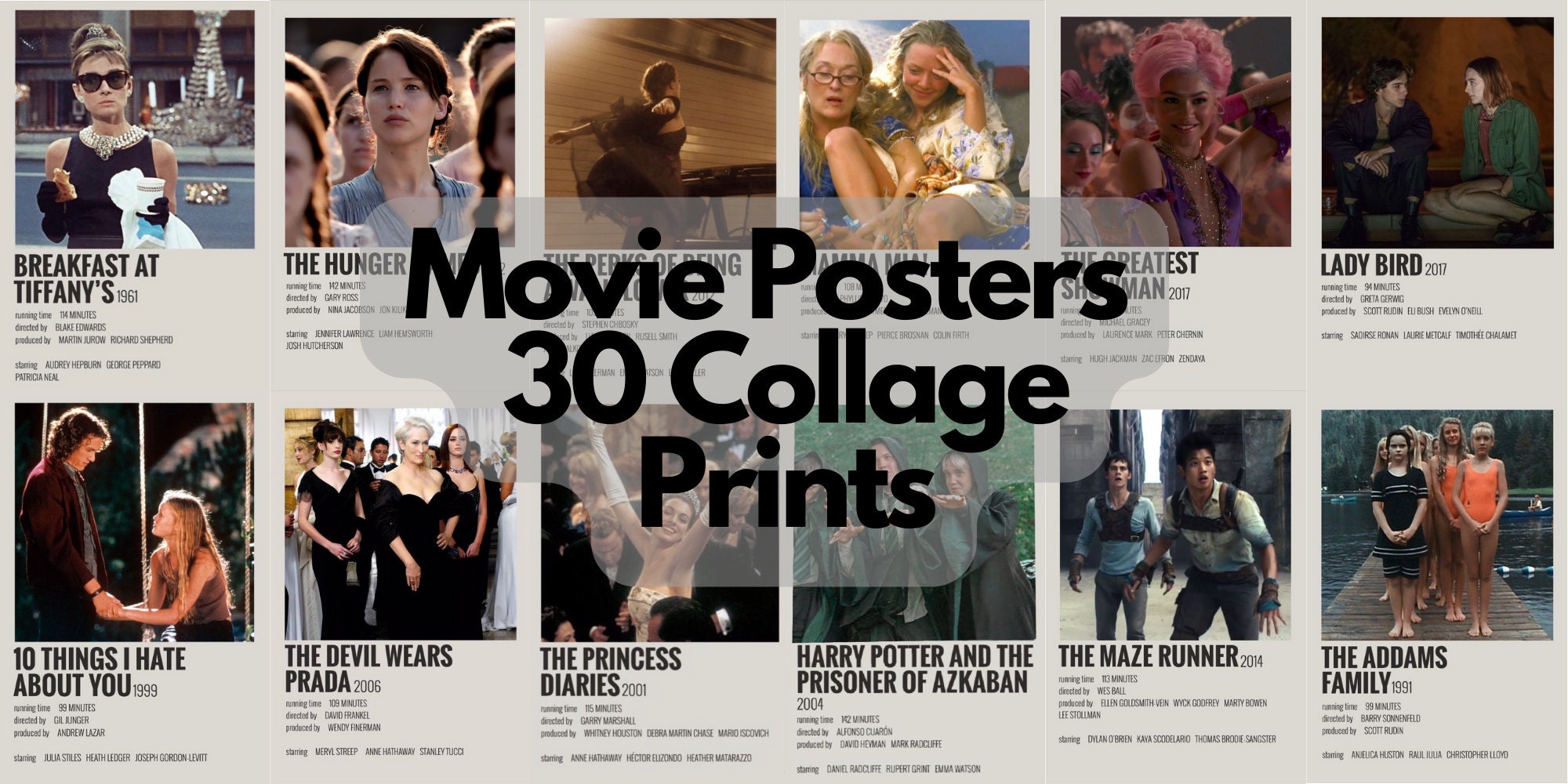 30 PSC Movie Posters Aesthetic Photo Collage Kit Wall Art & Room Decor ...