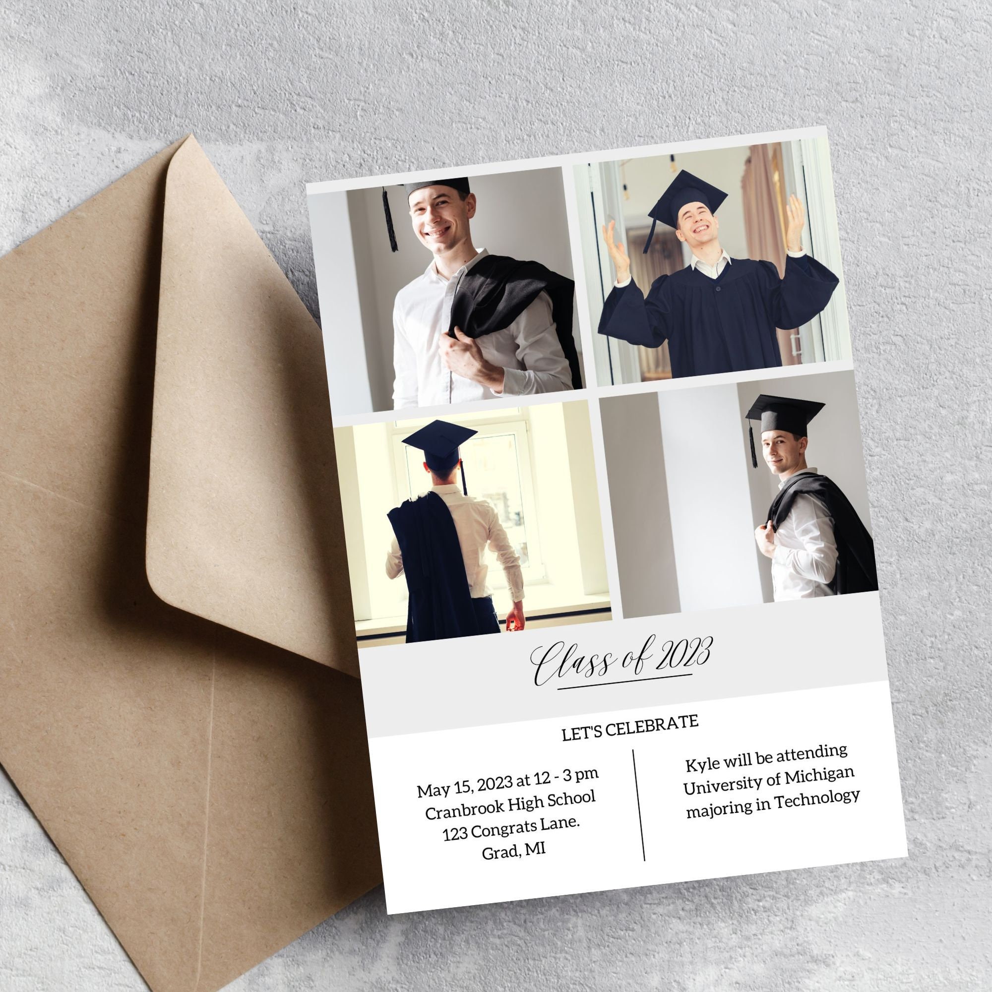 Editable DIY Graduation Announcement Template, Class of 2023 Senior ...