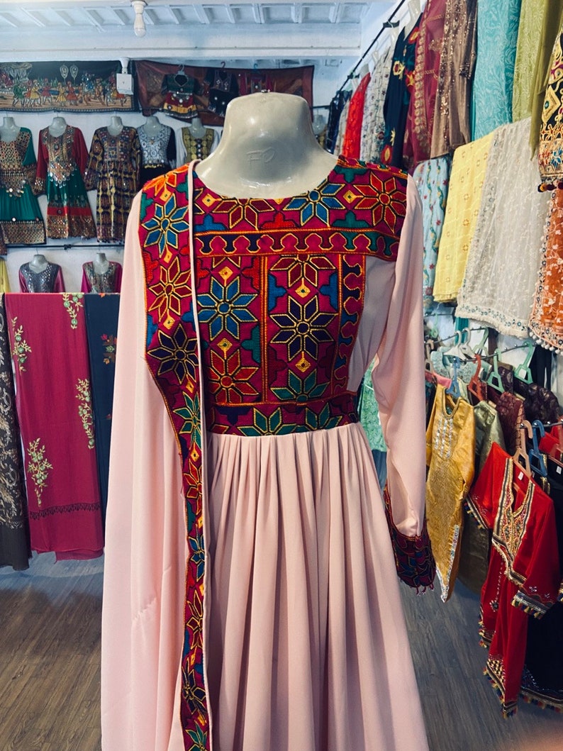 Afghan Traditional Pastel Pink Kuchi Dress, Kuchi Frock, Afghani Kuchi ...