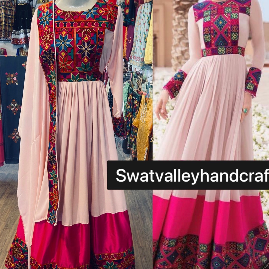 Afghan Traditional Pastel Pink Kuchi Dress, Kuchi Frock, Afghani Kuchi ...
