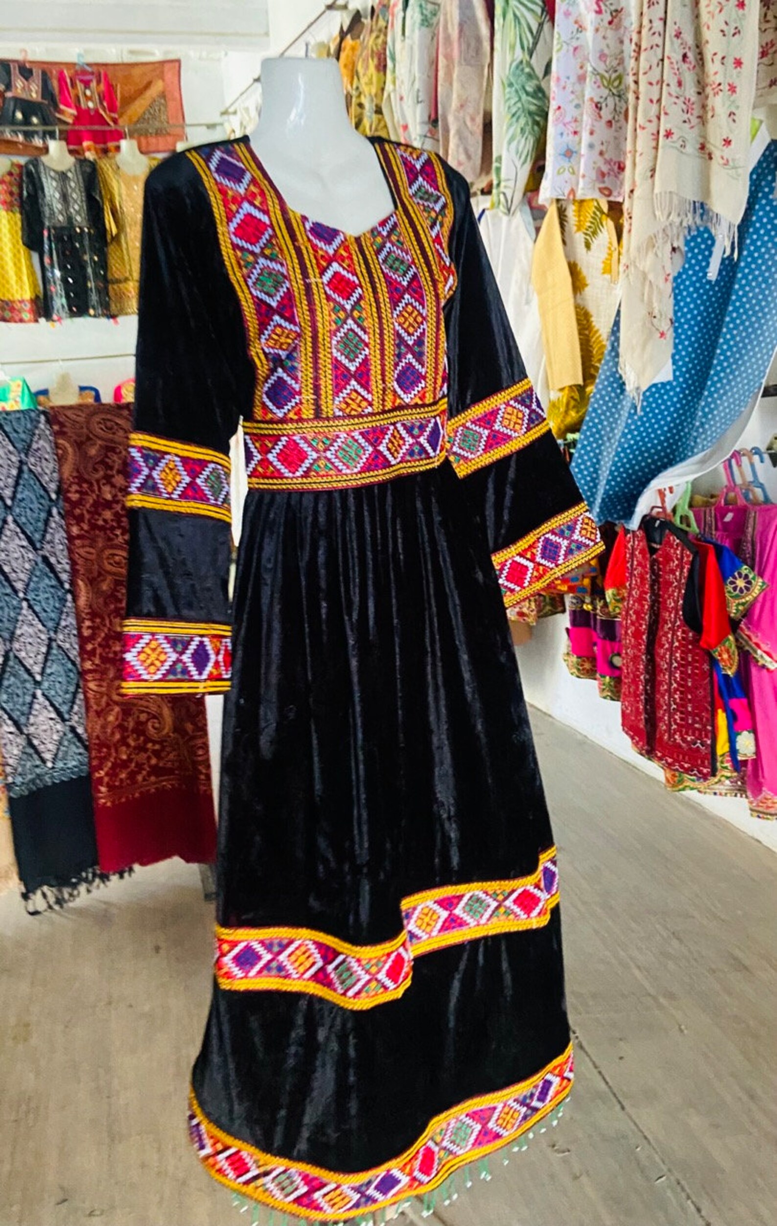Afghani Traditional Handmade Kuchi Dress, Afghani Hand Embroidered ...