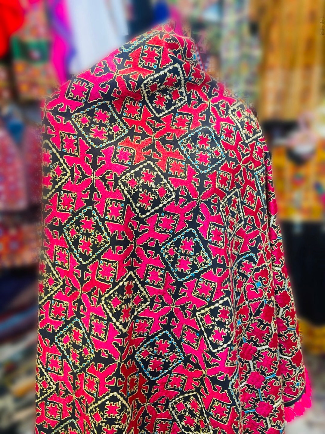 Vintage Silk Swati Shawl: Hand-embroidered Afghani Phulkari - Etsy