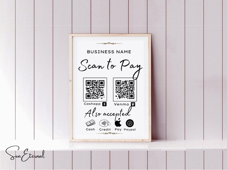 Editable Scan to Pay Sign, QR Code Sign Template, Printable Payment ...