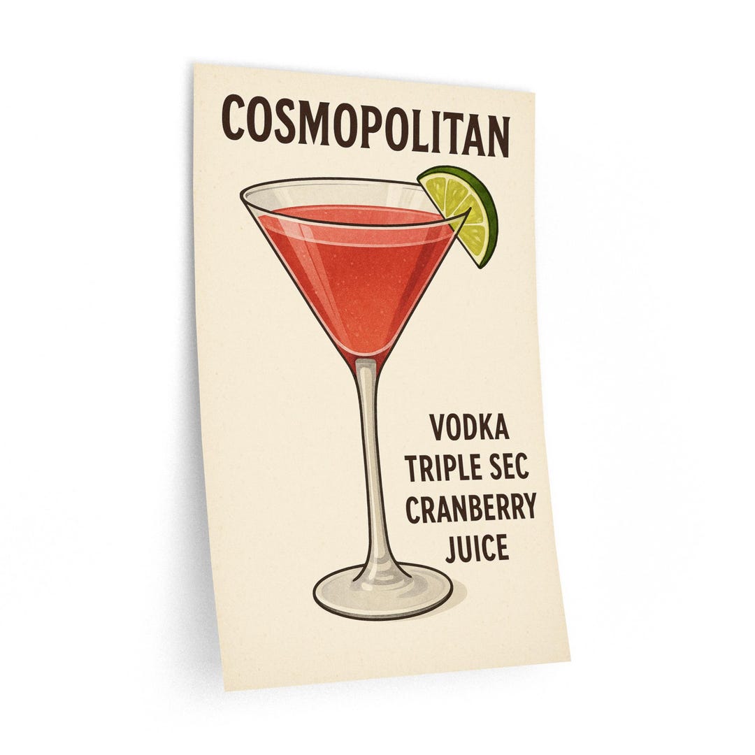 Cocktail Wall Decals, Bar Decor, Cosmopolitan Drink Ingredients ...