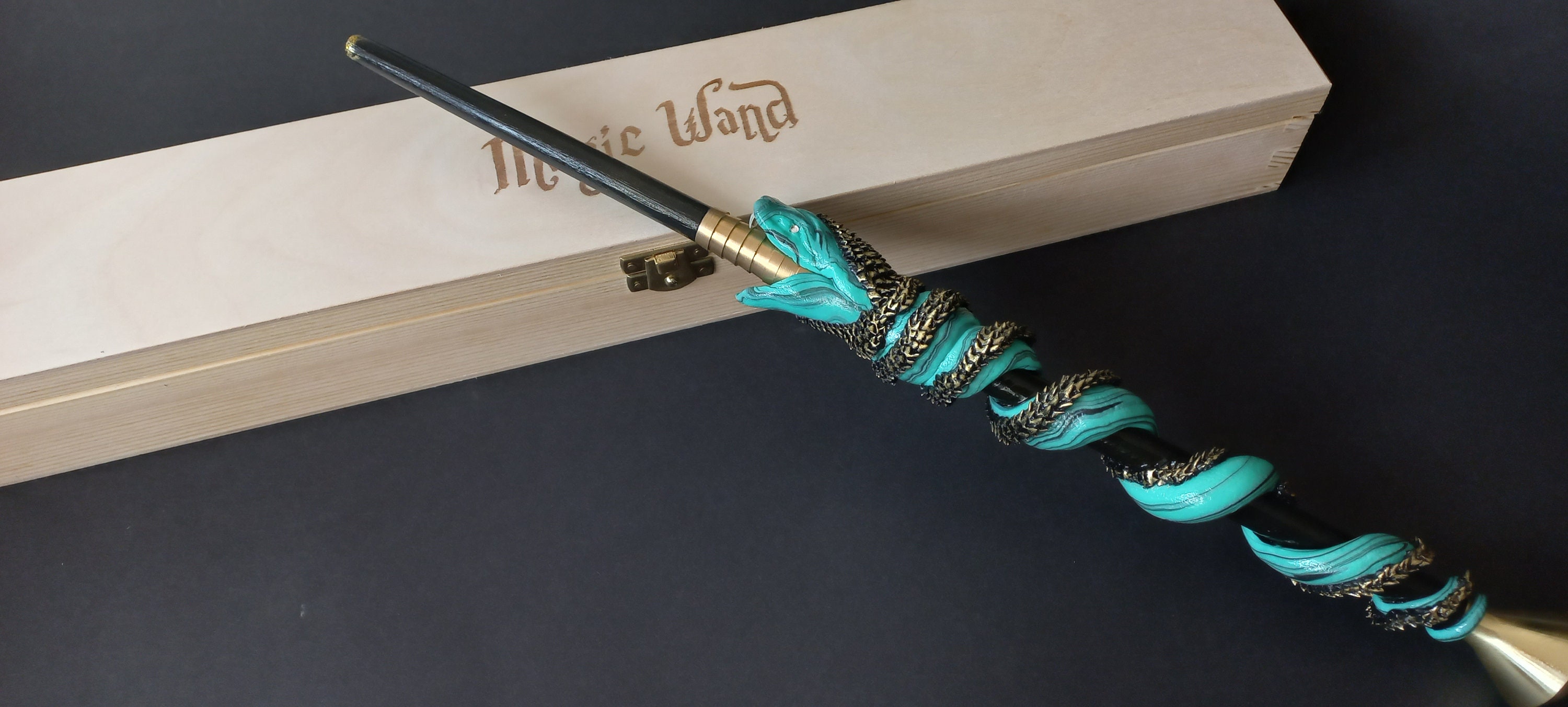 Serpentus Furor Wooden Snake Magic Wand Hand Made Slytherin - Etsy