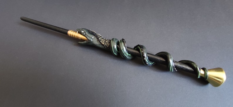 Serpentus Furor Basilisk Snake Slytherin Wooden Wand Harry Potter - Etsy