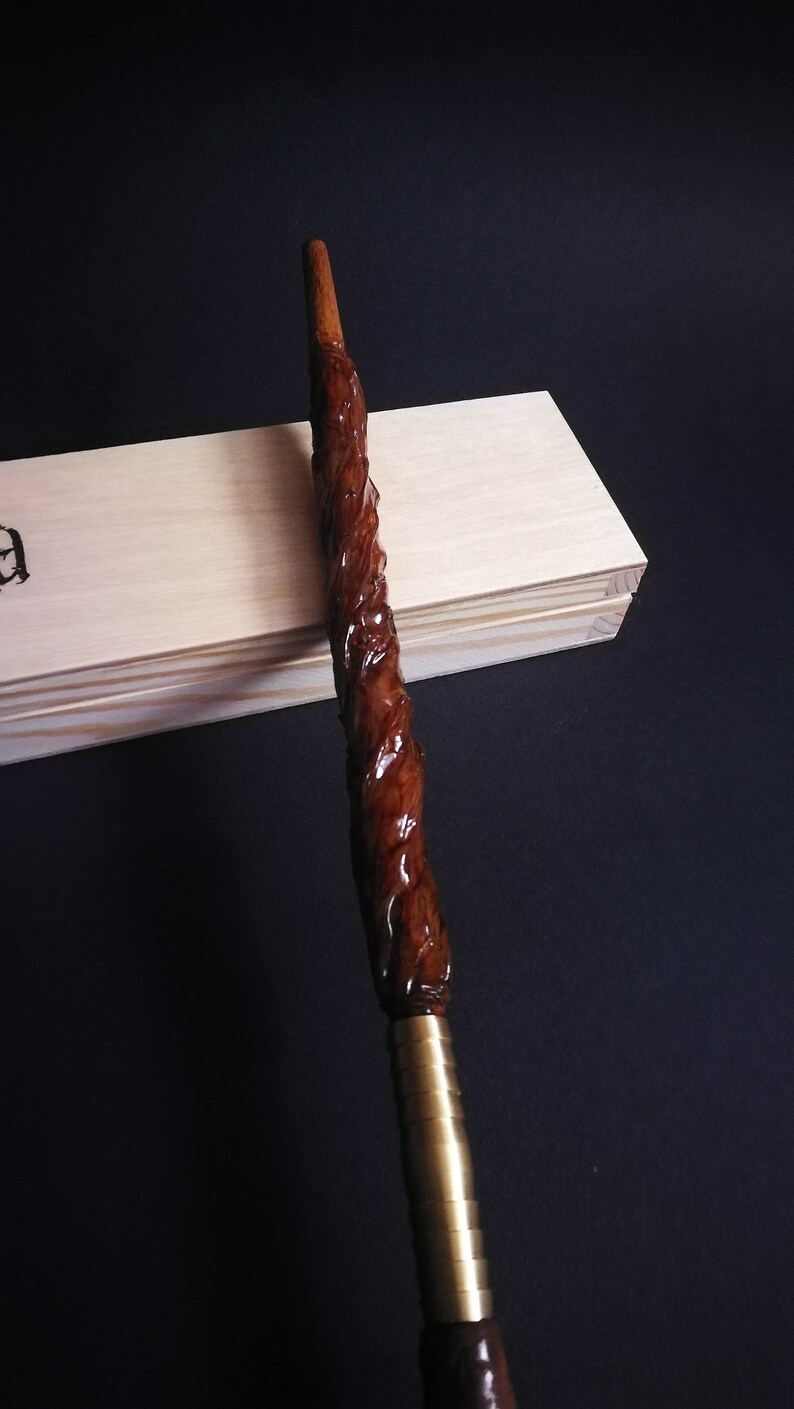 Magic Wooden Wand With Brass - Etsy