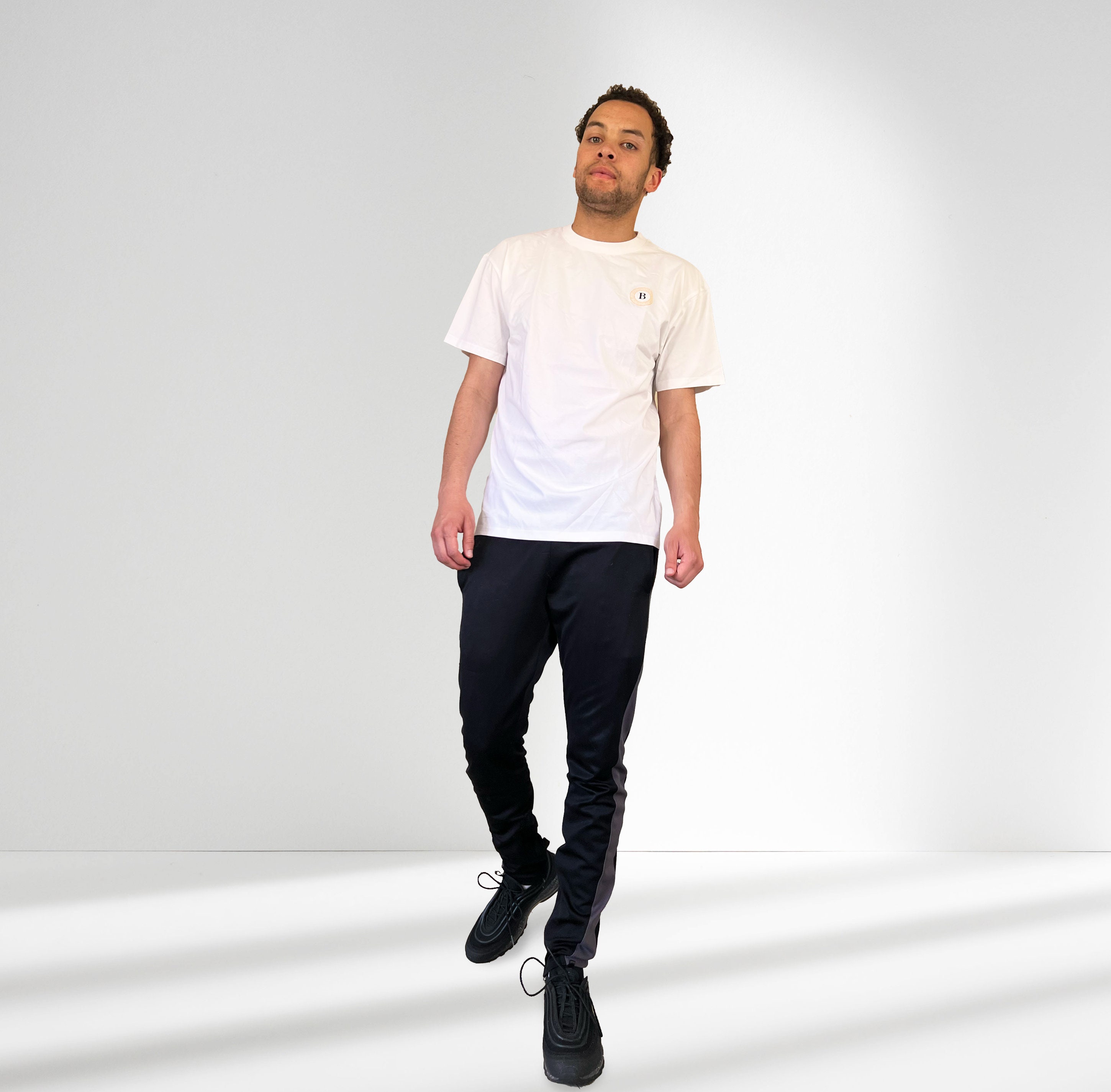 Balling - White Plain T-shirt Rib Collar Embroidered Logo High Quality ...