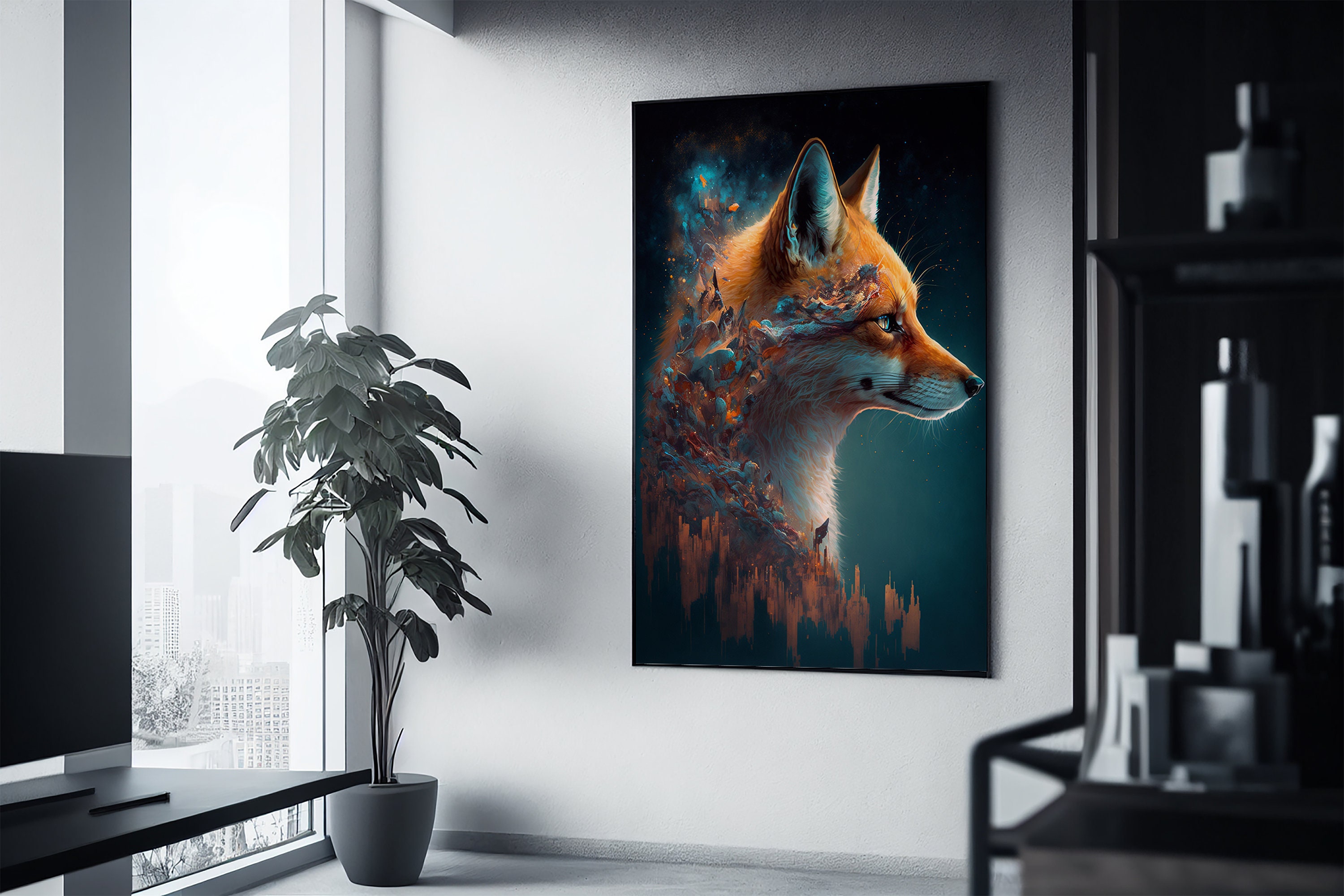Fox Fantasy Surreal Art, Digital Art Print, Digital Download, Wallpaper ...