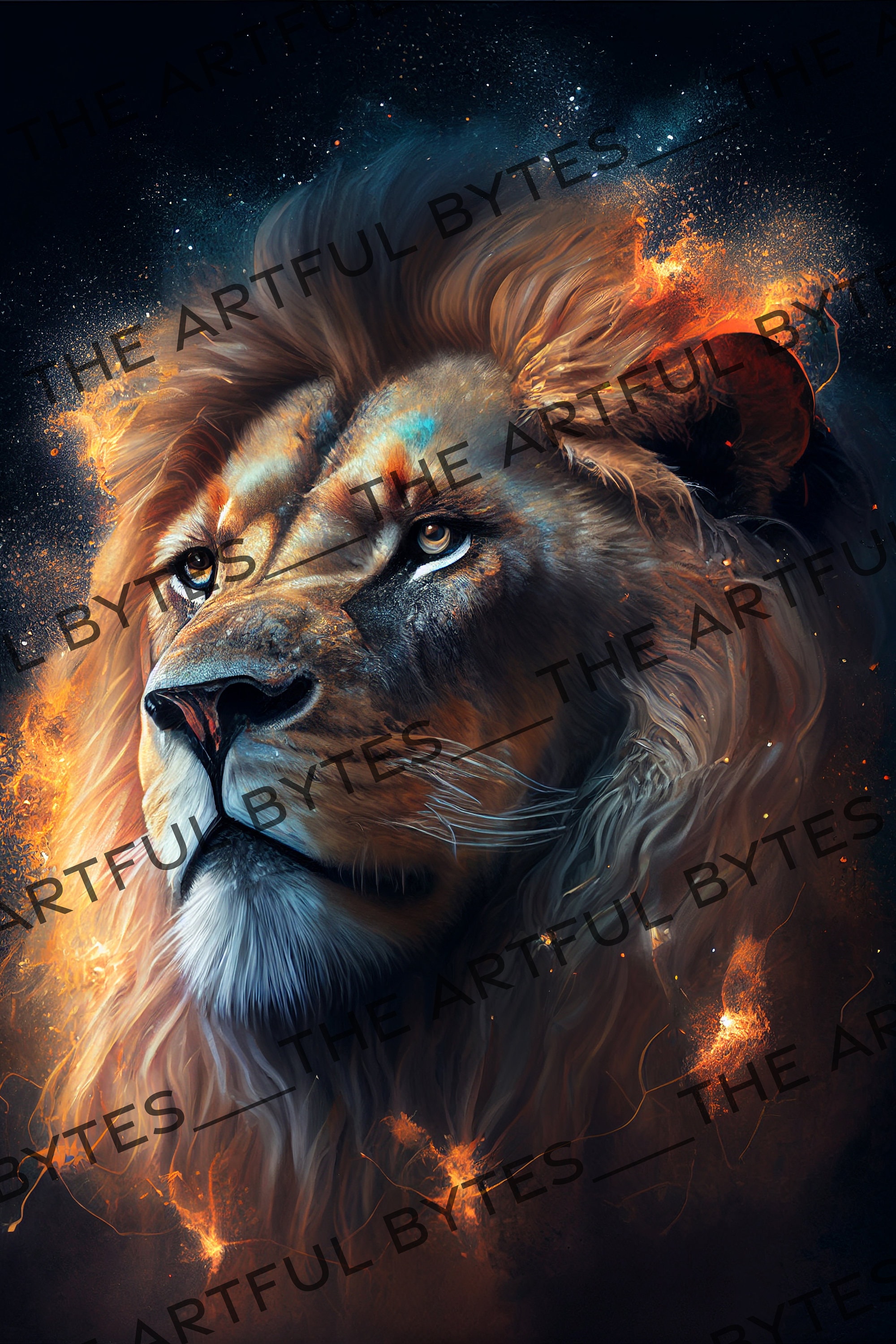 Lion Fantasy Surreal Art, Digital Art Print, Digital Download, Canvas ...