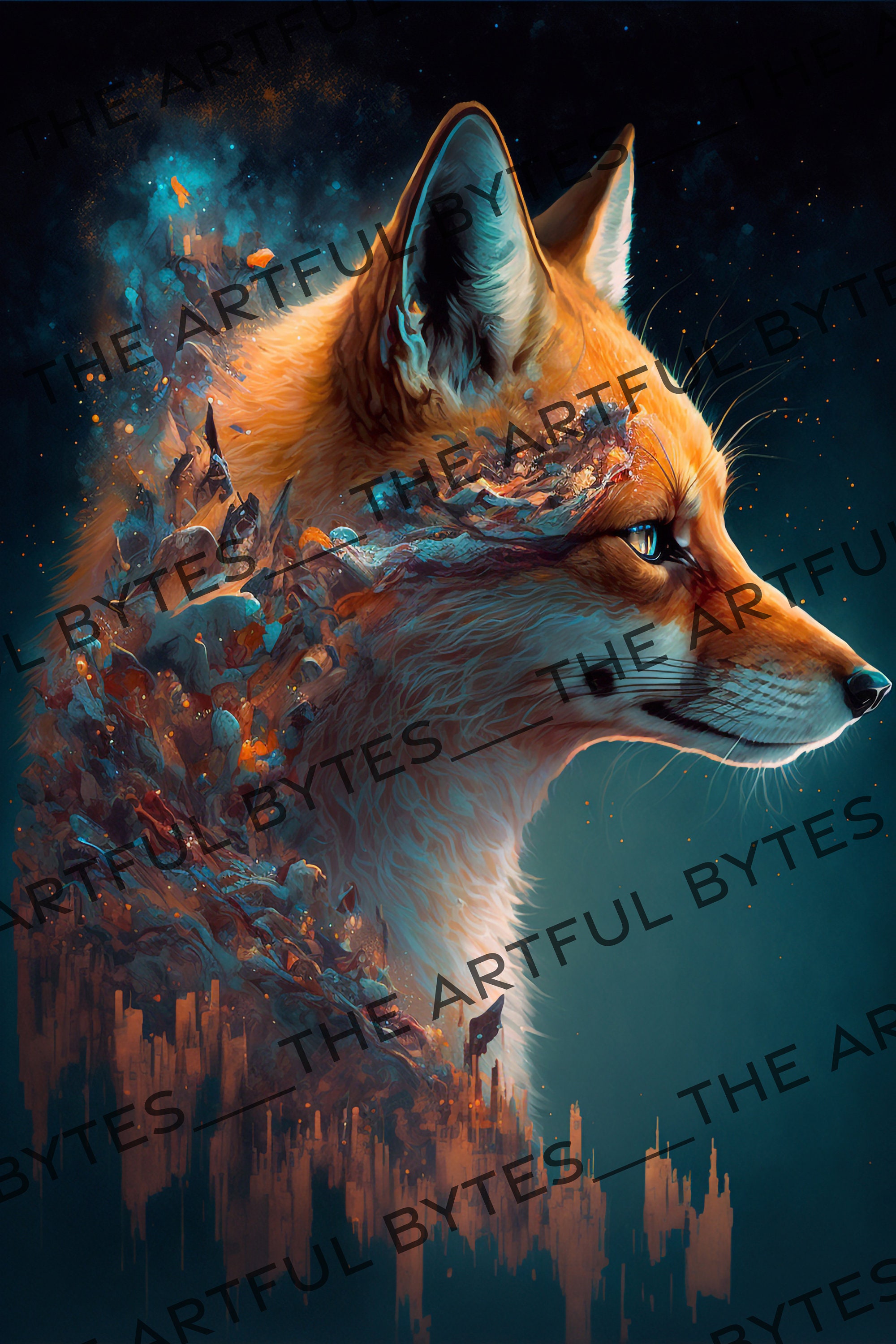 Fox Fantasy Surreal Art, Digital Art Print, Digital Download, Wallpaper ...