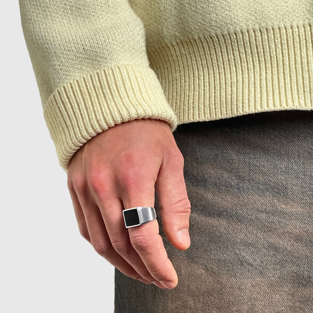 Seal Ring Silver - Streetwear Ring Men - Silver Signet Ring Men - Size ...