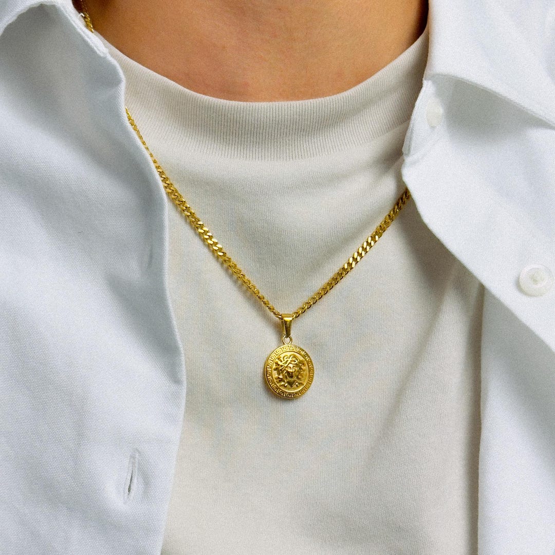 Medusa Chain Gold - 4mm Cuban Link Chain - Medusa Pendant - Snake Head ...