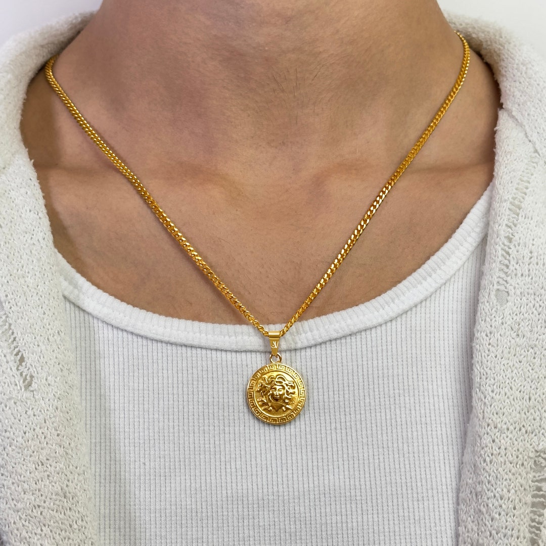 Medusa Chain Gold 4mm Cuban Link Chain Medusa Medallion Snake Head ...