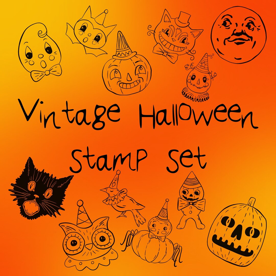 Vintage Halloween Procreate Stamp Set - Etsy